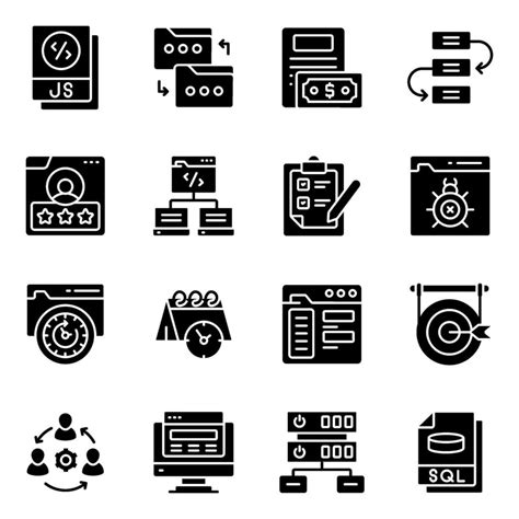 Set Of Programming And Coding Solid Icons 53273198 Vector Art At Vecteezy