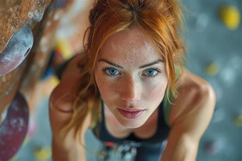 Premium Photo Gorgeous Lady Climbing Generative Ai