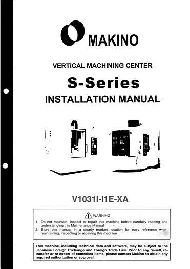 Used Manual For Used Makino Machine Vmc S Series Controller Profess