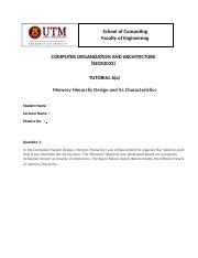 Tutorial 6 A Memory Hierarchy Design And Its Characteristics Docx Babe Of Computing Faculty