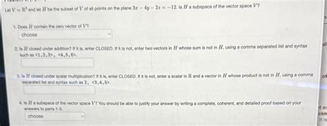 Solved En V R And Let H Be The Subset Of V Of All Points On Chegg