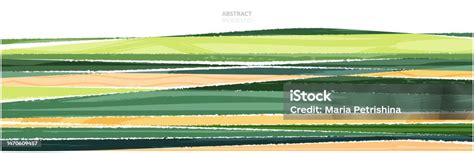 추상 미적 에코 그린 콜라주 배너 디자인 지속 가능성 환경 녹색 질감 배경 벡터 삽화 밝은 색상의 수평 풍경입니다 파노라마 초원 전망 추상적인 언덕 줄무늬에 대한 스톡 벡터