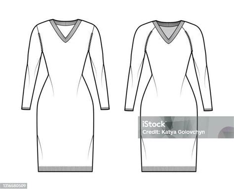 긴 라글란 슬리브 슬림핏 허벅지 길이 니트 트리밍이 돋보입니다 0명에 대한 스톡 벡터 아트 및 기타 이미지 0명 개인 장식품 건강한 생활방식 Istock