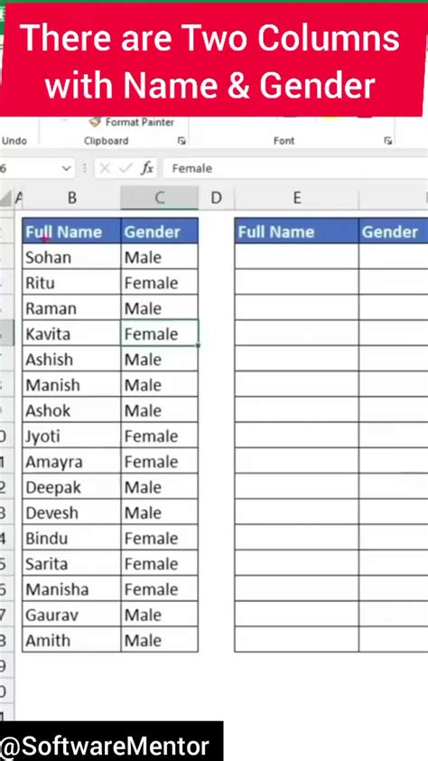 Excel Hacktrick To Add Mr And Miss Infront Of Gender Automatically In