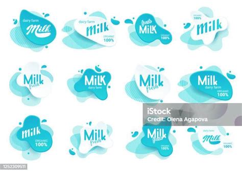 스플래시와 볼트가 있는 우유 배지와 유제품 라벨 드롭 앤 스플래시가 있는 밀크 배지는 패키지 라벨을 보관할 수 있습니다 액체