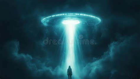 Unidentified Flying Object Abducts Human Space Ship Ufo Emits Ray Of