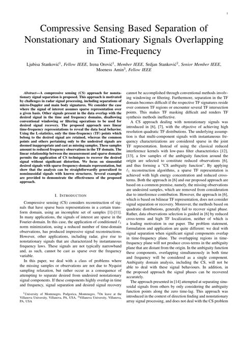 Pdf Compressive Sensing Based Separation Of Non Stationary And Stationary Signals Overlapping