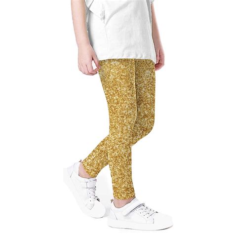 Jsgek Girls Glitter Leggings Sparkle Leggings Gold Shiny Stretchy Pants