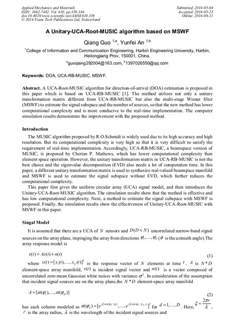 A Unitary Uca Root Music Algorithm Based On Mswf Scientificnet