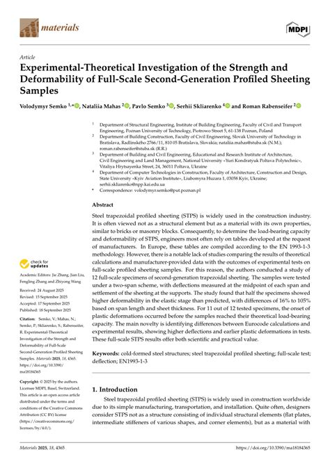 Pdf Experimental Theoretical Investigation Of The Strength And Deformability Of Full Scale