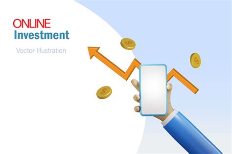 성장 그래프 이익과 돈으로 투자를 성공시키세요 빈 스마트폰 화면을 들고 있는 사업가 금융 투자 인터페이스 기술 3d 벡터 3차원