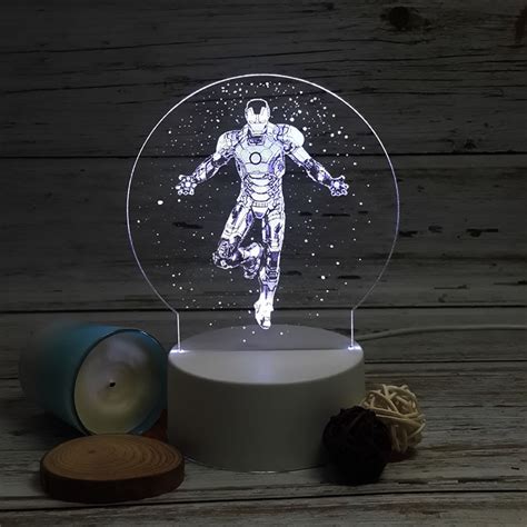创意新款3d漫威钢铁侠小夜灯led柔光微光usb灯床头灯卧室台灯礼品
