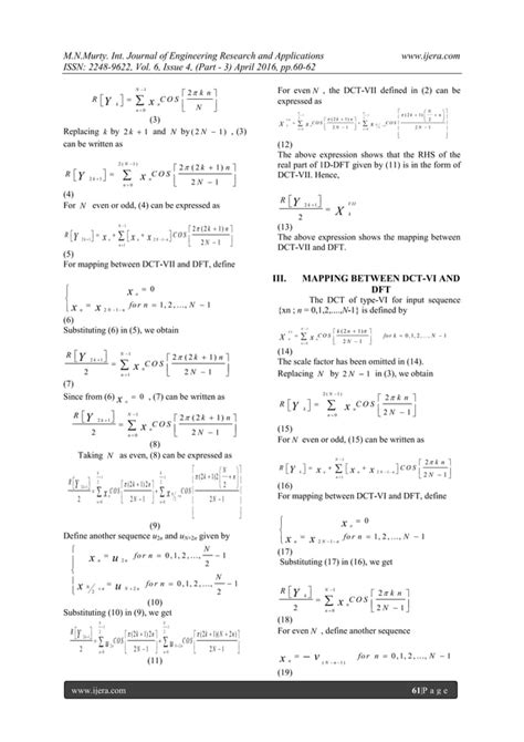 Mapping Between Discrete Cosine Transform Of Type Vivii And Discrete