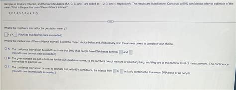 Solved Samples Of Dna Are Collected And The Four Dna Bases