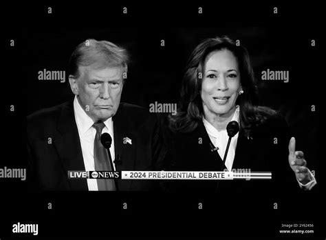 A Television Screen Shot Of The Sept 10 2024 Presidential Debate