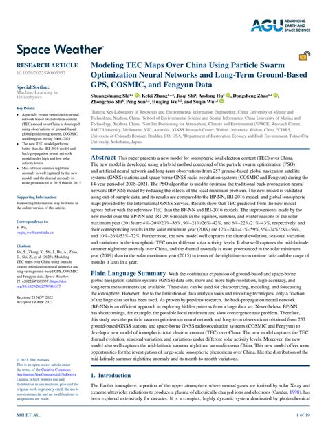 pdf modeling tec maps over china using particle swarm optimization