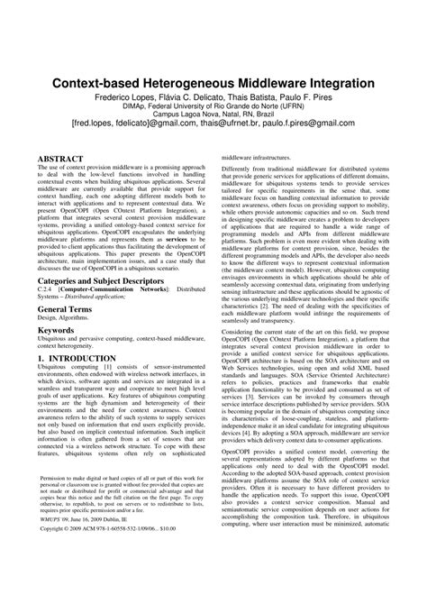 Pdf Context Based Heterogeneous Middleware Integration