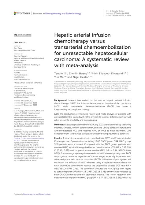 Pdf Hepatic Arterial Infusion Chemotherapy Versus Transarterial Chemoembolization For