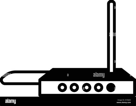A Black And White Device With A Black Antenna The Router Is Plugged Into A Wall Stock Vector