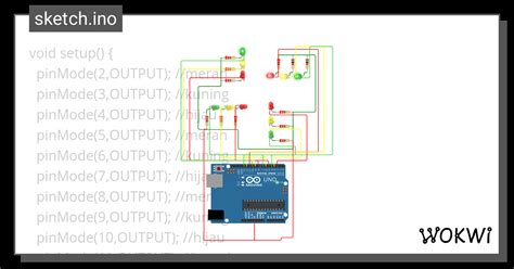 Lampu Bergantian Menyala Wokwi ESP32 STM32 Arduino Simulator