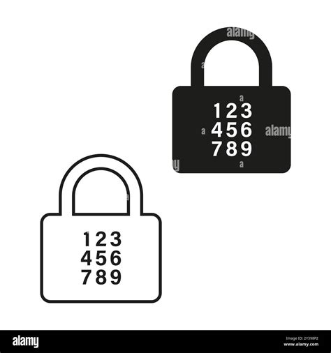 Combination Padlock Icon Illustration Two Lock Variations With Numeric Keypad Display Black