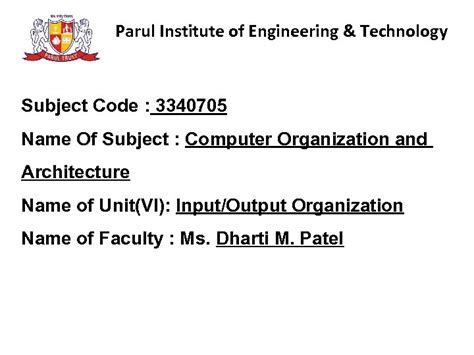 Parul Institute Of Engineering Technology Subject Code