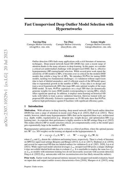 Pdf Fast Unsupervised Deep Outlier Model Selection With Hypernetworks