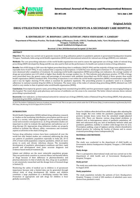 Pdf Drug Utilization Pattern In Paediatric Patients In A Secondary