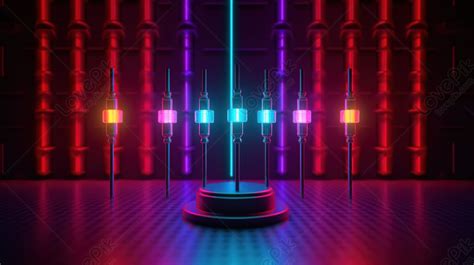 생생한 3d 렌더링 화려한 배경의 세련된 네온 불빛으로 켜진 빈 주사기 화려 배경 불빛 배경 현대적인 디자인 배경 이미지 Hd 화려 불빛 현대적인 디자인 배경