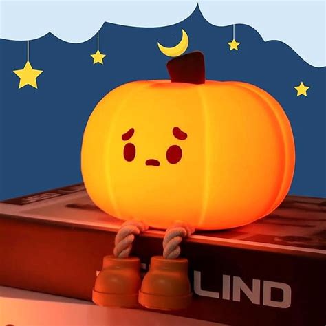 Sad Pumpkin Night Light Silicone Led Lamp Rechargeable Bedside Touch