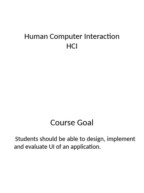 Hci 01 Lecture Slides Pdf Humancomputer Interaction Usability