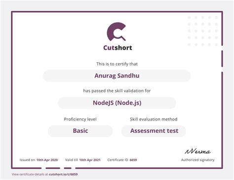 Anurags Skill Certificate For Nodejs Nodejs Cutshort