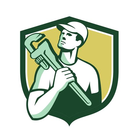 Tradesman Plumber Wrench Shield Retro 12725381 Vector Art At Vecteezy