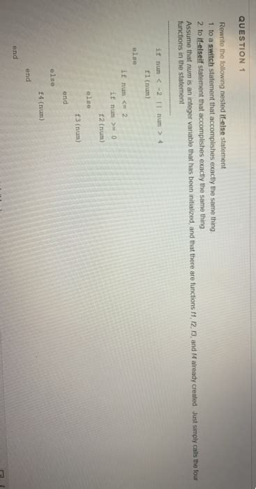 Solved Please Write The Code For Switch As Well As If Elseif