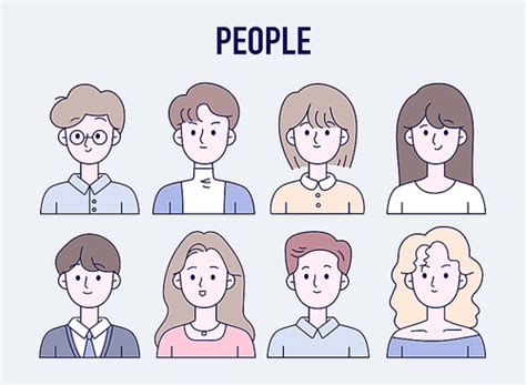 귀여운 남자와 여자 캐릭터들 상반신 아이콘 심플한 벡터 스타일의 일러스트레이션 유토이미지 상세페이지 베이직샵 21819953