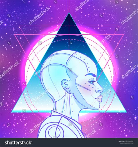 Portrait Robot Android Woman Retro Futurism Stock Vector Royalty Free 1537083848