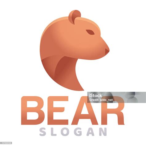 현대 벡터 그라데이션 3d 디자인 간단한 미니멀리스트 로고 템플릿으로 구성된 귀여운 회색곰 만화 머리 벡터 브랜드 엠블럼 라벨 배지 흰색 배경에 격리 곰에 대한 스톡 벡터