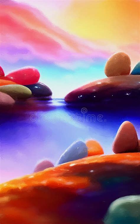 Shallow Brook Abstract Digital Art Stock Illustration Illustration Of Brook Landscapes