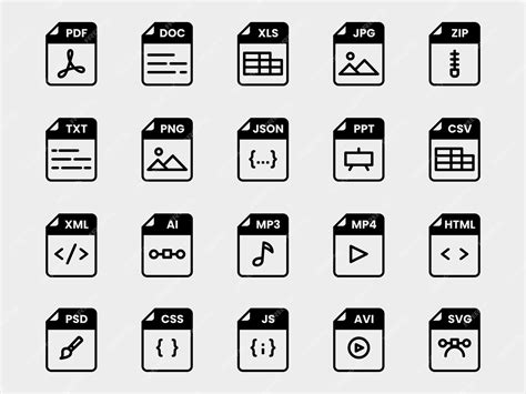 premium vector document file format folder pdf doc xls zip txt