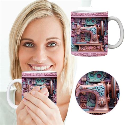 3d 바느질 페인트 머그잔 세라믹 스톤웨어 커피 티 머그잔 창의력 크리스마스 생일 선물 남녀공용 11oz 350ml 홈 인테리어