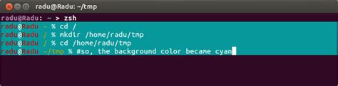 Change The Background Color Of Command Line In Zsh When I Change The