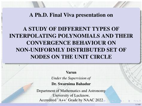PDF Ph D Final Viva Presentation On Topic A STUDY OF DIFFERENT TYPES OF INTERPOLATING