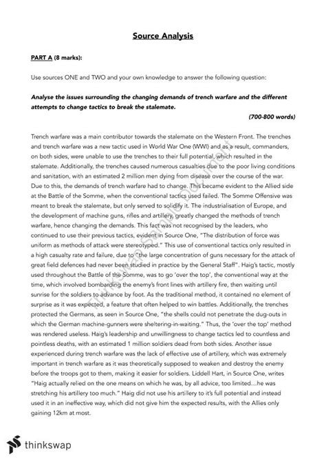 Modern History Wwi Source Analysis Modern History Year 12 Hsc