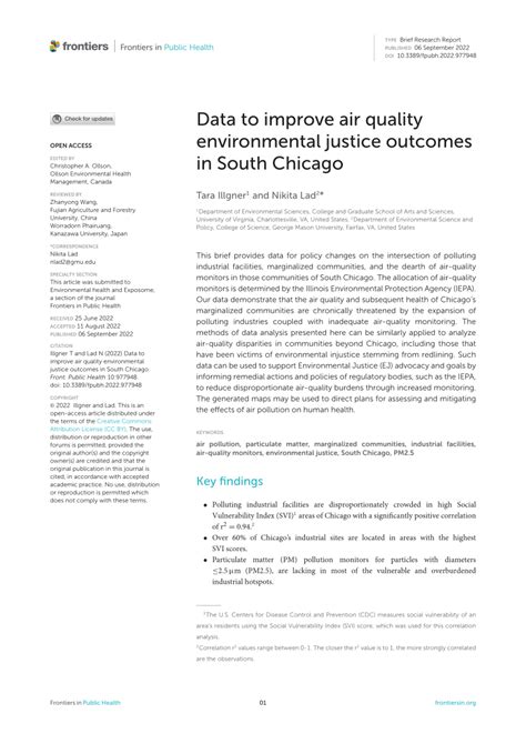Pdf Data To Improve Air Quality Environmental Justice Outcomes In South Chicago