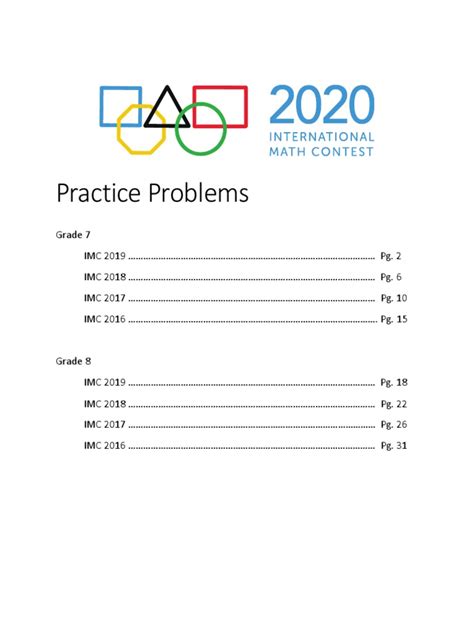 Practice Problems Pdf Elementary Mathematics Elementary Geometry