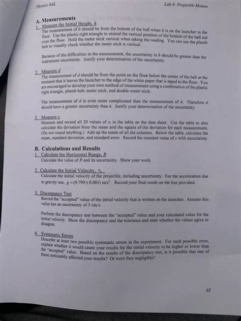 Lab 6 Projectile Motion Introduction In This Chegg Com