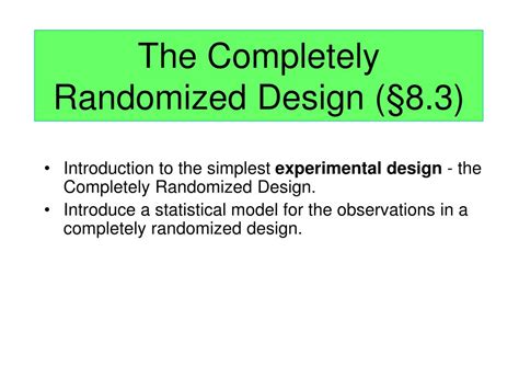 Ppt The Completely Randomized Design § 83 Powerpoint Presentation