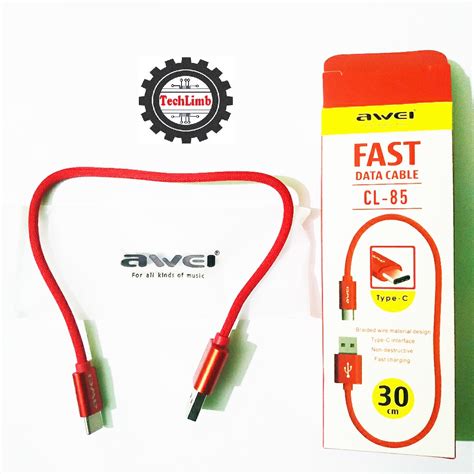 Awei Mini Fast Charging Nylon Braided Micro Type C And Lighting Data Cable CL 85 30cm For