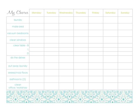 Free Blank Printable Chore Charts