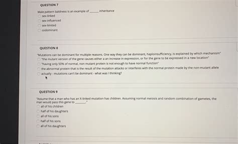 Solved Inheritance Question 7 Male Pattern Baldness Is An